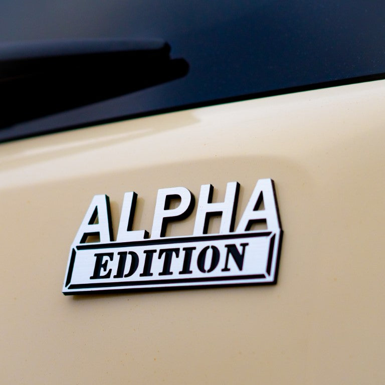 Alpha Edition Badge - Brushed Silver and Gloss Black - Tape Backing ...
