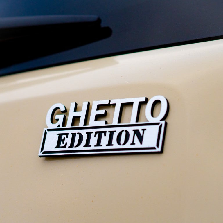 Ghetto Edition Badge - Brushed Silver and Gloss Black - Tape Backing ...